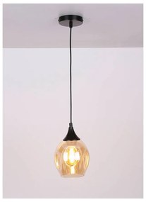 Černé závěsné svítidlo se skleněným stínidlem ø 14 cm Aspa – Candellux Lighting
