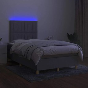 Box spring postel s matrací a LED světle šedá 120x190 cm textil 3270260
