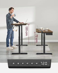 Výškově nastavitelný elektrický pracovní stůl Vasagle Pomeras hnědý/černý