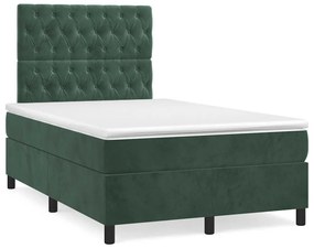 Box spring postel s matrací tmavě zelená 120x190 cm samet 3270016