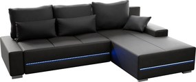 Juskys Rozkládací sedací souprava Davos s LED osvětlením Barva: tmavě šedá, Provedení: pravé