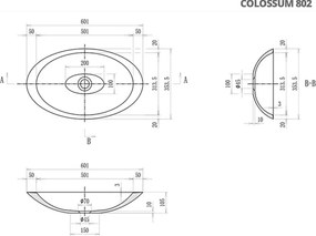 design umyvadlo COLOSUM G802 - 60cm