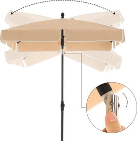 Obdélníkový slunečník 2 × 1,25 m, UPF 50+ ochrana, sklopný, bez základny, taupe