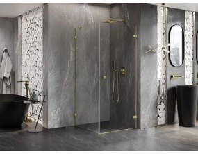 Mexen Lunar-B, pravostranný výklopný sprchový kout 70 x 70 cm, 8mm čiré sklo, zlatý kartáčovaný - 832-070-070-55-00-P