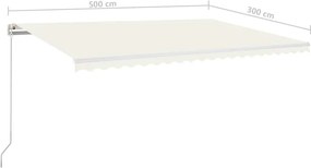 Ručně zatahovací markýza s LED světlem 500 x 300 cm krémová 3068942