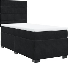 Box spring postel s matrací černá 100x200 cm samet 3293136