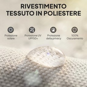 Outsunny bezšňůrová venkovní roletta, UPF50+ voděodolné stínění pro terasu, balkon nebo altánek, 250 × 160 cm, krémová
