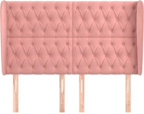 Čelo postele typu ušák růžové 147x23x118/128 cm samet 3118345