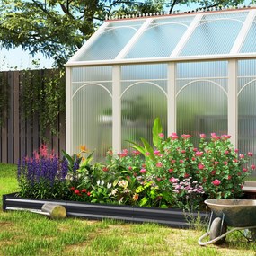 Outsunny Zahradní Truhlík, Obdélníkový Vyvýšený Záhon s Bezpečnostním Okrajem a Otevřeným Dnem, pro Květiny a Bylinky, 240 x 120 x 30 cm, Tmavě Šedý