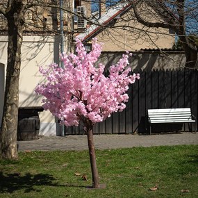 3D umělý strom Sakura 200 × 150 cm, růžová dekorace, IP44 venkovní, kov a plast