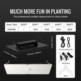 LED pěstební světlo, 300 W celospektrální stmívatelné