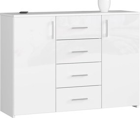 Komoda K45 bílá/bílý lesk