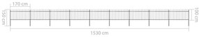 vidaXL Marketos Zahradní plot s kopím nahoře ocelový 1603,5 x 100 cm černý