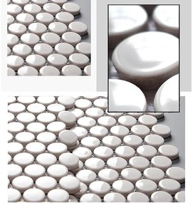 FIN Keramická mozaika bílá Mozaika KOLEČKA Bílá Lesk prům. 1,9 (31,5x29,4) cm - VKN100