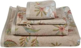 Pip Studio ručníky z bavlněného froté Secret Garden, khaki (Luxusní ručníky z bavlněného froté v designu Secret Garden v barvě khaki)