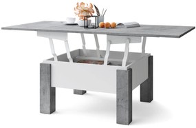 Mazzoni OSLO beton / bílý mat, skládací konferenční stolek s nastavitelnou výškou horní desky