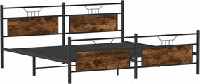 Kovový rám postele bez matrace kouřový dub 193 x 203 cm 3325095