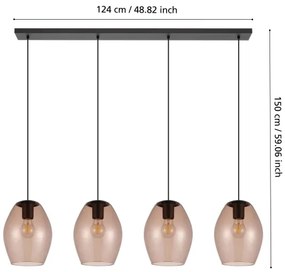 Eglo 390162 - Lustr na lanku ESTANYS 4xE27/40W/230V hnědá