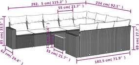 11dílný zahradní sedací souprava s poduškami béžový polyratan 3224302