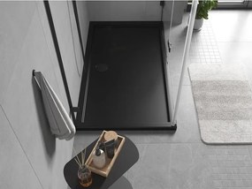 Mexen, Mexen Flow obdélníková sprchová vanička slim 150 x 75 cm, černá matná, 46R707515