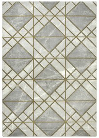 Moderní kusový koberec Diamond K4492G Geometrický béžový šedý zlatý Rozměr: 133x190 cm