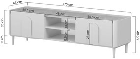 TV stolek Amilio 170 cm na nožkách - kašmírová / dub olejovaný / kašmírové úchytky