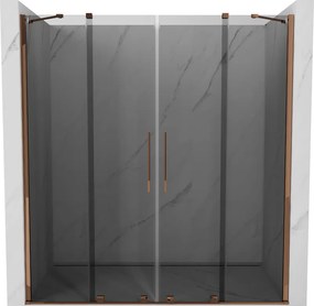 Mexen Velar Duo, posuvné sprchové dveře do otvoru 180 cm, 8mm šedé sklo, růžové zlato, 871-180-000-42-60