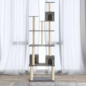 Škrabadlo pro kočky se sisalovými sloupky světle šedé 188 cm 171489