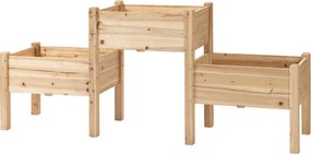 Vyvýšený záhon Outsunny se třemi dvoupatrovými kontejnery 184L x 45Š x 80V cm z předběžně ošetřeného jedlového dřeva | Aosom