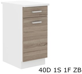 Kuchyňská skříňka dolní s pracovní deskou DAVE 40D 1S 1F ZB, 40x82x60, bílá/dub sonoma trufel