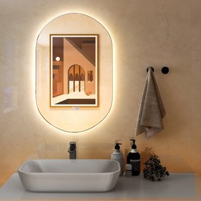 Costway LED nástěnné zrcadlo oválné stmívatelné koupelnové zrcadlo – 80 × 50 cm