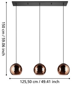 Eglo 390095 - Lustr na lanku CORDOBA 3xE27/40W/230V měděná