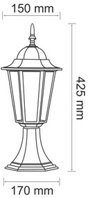 Venkovní lampa 1xE27/20W/230V IP43 42,5 cm patina