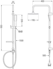 Mexen sprchový sloup X49 s horní a ruční sprchou hlavicí, černý/zlatý - 798494991-75