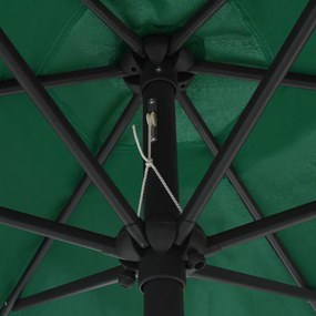 Slunečník s LED světly hliníková tyč 270 cm zelený - Default Title