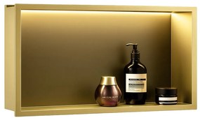 Rea Rea, LED polička na zapuštění 60x30x10 cm, 12W, 3000K, zlatá matná, REA-08543