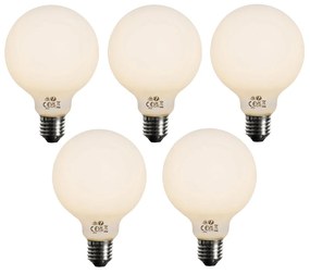 Sada 5 E27 3-stupňových stmívatelných LED opálových žárovek G95 4W 450 lm 2700K