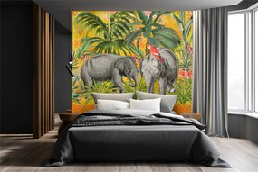 Gario Fototapeta Oranžová na pozadí slonů - Andrea Haase Materiál: Vliesová, Rozměry: 100 x 100 cm