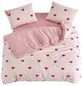 Růžové povlečení na dvoulůžko/prodloužené s prostěradlem/4dílné 200x220 cm Red Heart – Mila Home