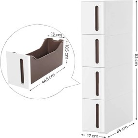 Plastový kuchyňský organizér se 4 zásuvkami 45x17x83 cm, bílý-hnědý