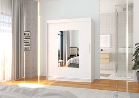 Posuvná skříň se zrcadlem DORRIGO 150 Hlavní barva: Bílá, LED osvětlení: Ne