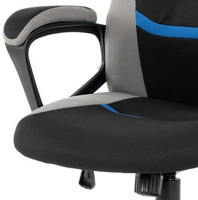 Autronic Kancelářská a herní židle, potah modrá, šedá a černá látka, houpací mechanismus