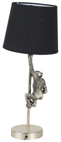 Stříbrno černá stolní lampa s opicí