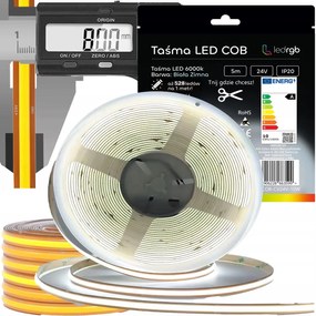 Led pásek Neon Cob 24V 5 m 528 6000K Bílý Studený Zdarma Cut Libovolné Řezání 8 mm