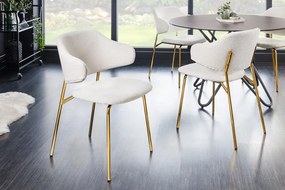 Designová jídelní židle Blois Gold bílá bouclé