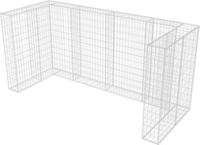Gabionová zástěna pro 3 popelnice ocelová 250 x 100 x 120 cm 142560
