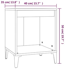 Noční stolek bílý s vysokým leskem 40x35x50 cm