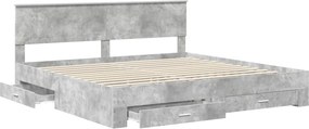 Rám postele s čelo Betonově šedá 200 x 200 cm Kompozitní dřevo 3410857