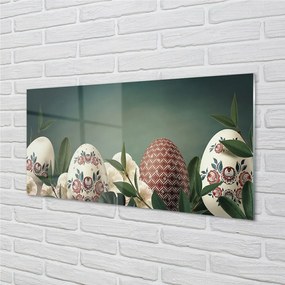 Obraz na skle Listy vejcem květiny 100x50 cm