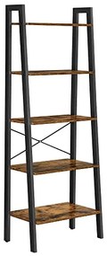 Žebříkový regál v industriálním designu, 5 polic, robustní, 172x56x34 cm